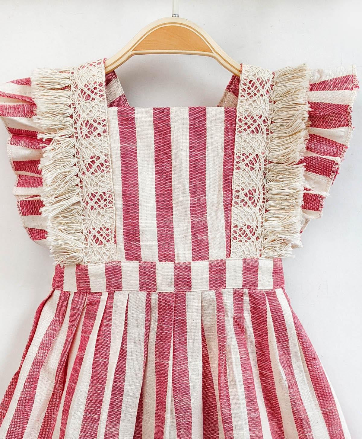 FRILLED FROCK WITH CROCHETTE LACE - kinderbees FRILLED FROCK WITH CROCHETTE LACE - kinderbees